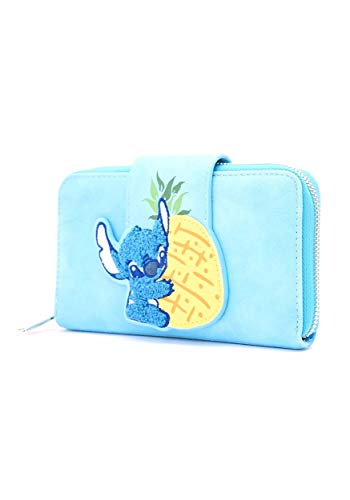 Loungefly x Lilo and Stitch Pineapple Stitch Chenille Snap Wallet, Blue, Standard