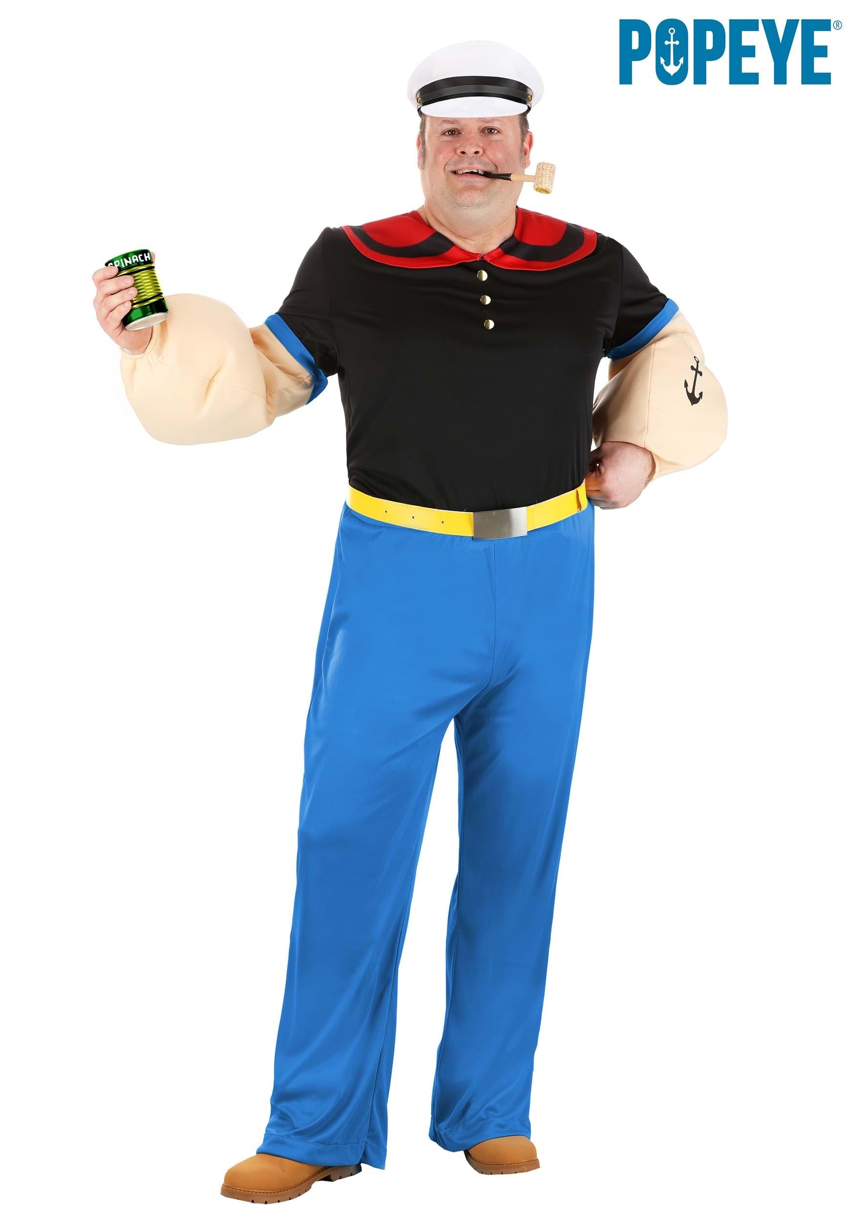 Fun Costumes Mens Plus Size Deluxe Popeye The Sailor Man Costume with Hat and Pipe, Halloween Outfit for Adults 4X