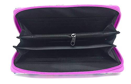 Wallet - Kitty Cat Clutch All-in-One Faux Leather Long Zippered Purse in Fun and Unique Prints (Teal)