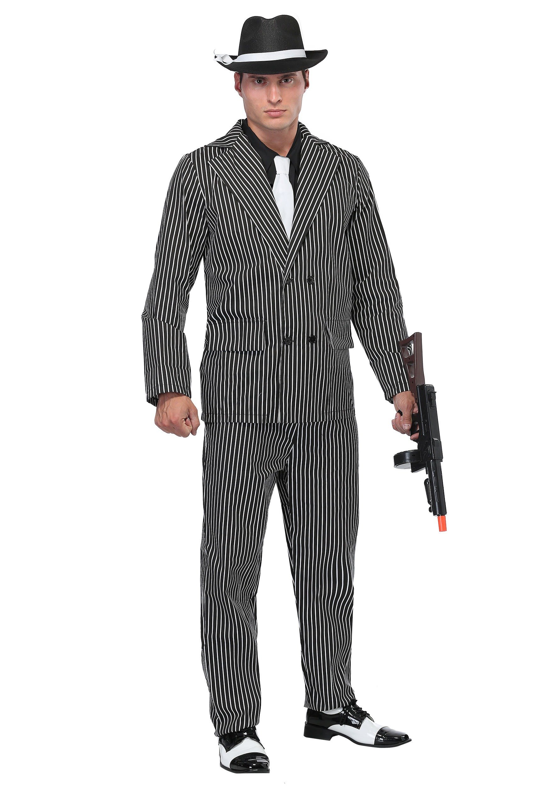 Fun Costumes - Adult Wide Pin Stripe Gangster Plus Size 1920s Gangster Suit Costume 3X