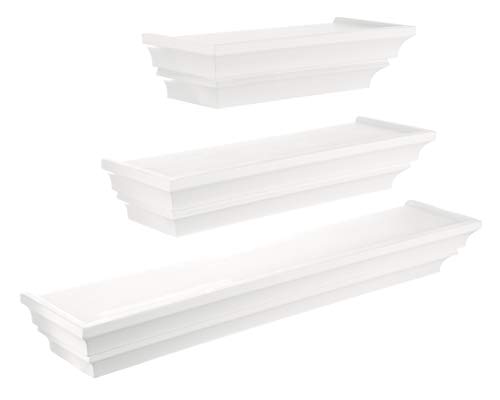 Kiera Grace Kieragrace Traditional Floating-Shelves, Set of 3 (12"W, 16"W, 24"W), White