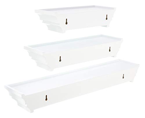 Kiera Grace Kieragrace Traditional Floating-Shelves, Set of 3 (12"W, 16"W, 24"W), White
