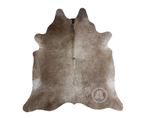 Genuine Taupe Grey Cowhide Rug 6 x 6-7 ft. 180 x 220 cm