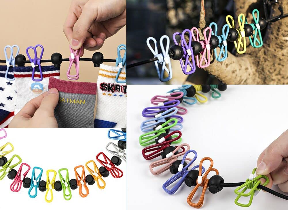 2Pack Retractable Portable Clothesline for Travel,Clothing line with 12 Clothes Clips, for Indoor Laundry Drying line,Outdoor Camping Accessories (2)
