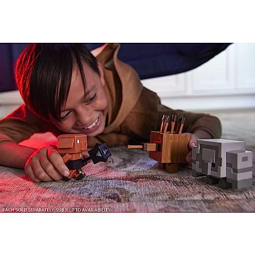 Mattel Minecraft Legends Action Figure, Cobblestone Golem with Attack Action & Accessory, Collectible Toy, 3.25-inch