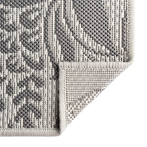 Unique Loom Botanical Collection Floral, Coastal, Bohemian, Indoor and Outdoor Area Rug, Rectangular 2' 2" x 3' 0", Gray/Dark Gray