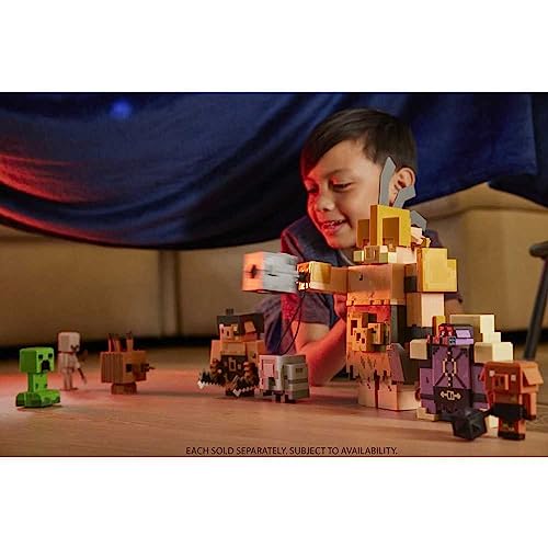 Mattel Minecraft Legends Action Figure, Cobblestone Golem with Attack Action & Accessory, Collectible Toy, 3.25-inch