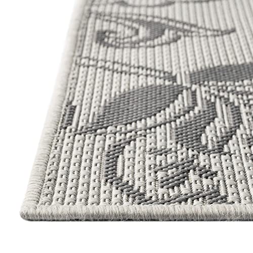 Unique Loom Botanical Collection Floral, Coastal, Bohemian, Indoor and Outdoor Area Rug, Rectangular 2' 2" x 3' 0", Gray/Dark Gray