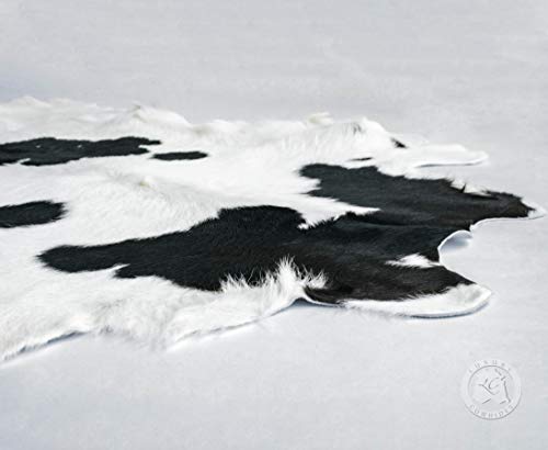 Genuine Calfskin Black and White Calfskin Calf Hide Cow Skin Cowhide Rug Leather Area Rug 3 x 3 ft.