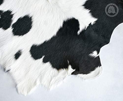 Genuine Calfskin Black and White Calfskin Calf Hide Cow Skin Cowhide Rug Leather Area Rug 3 x 3 ft.