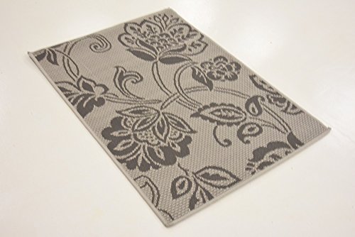 Unique Loom Botanical Collection Floral, Coastal, Bohemian, Indoor and Outdoor Area Rug, Rectangular 2' 2" x 3' 0", Gray/Dark Gray