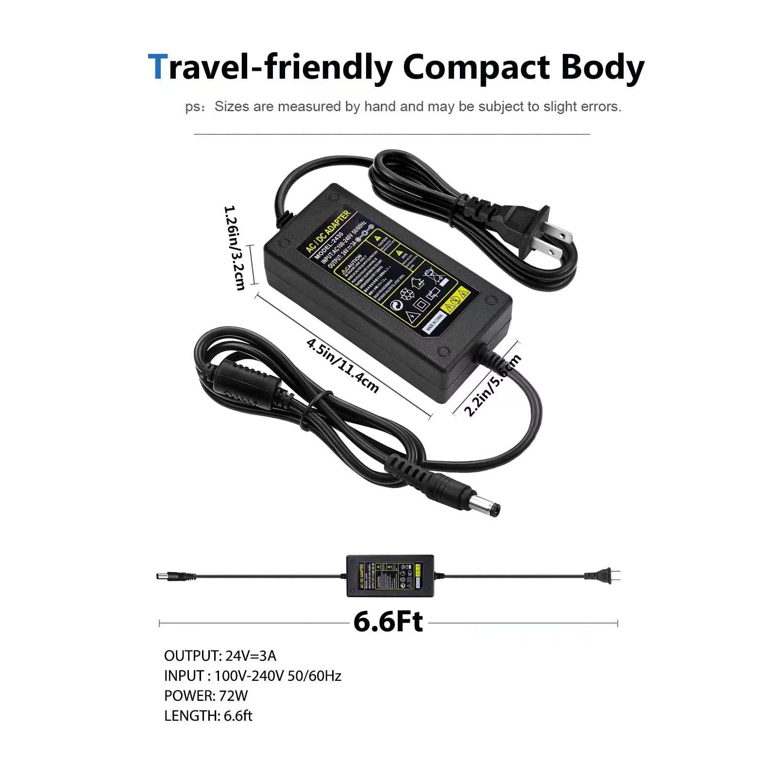 Replacement 24V AC DC Power Supply Cord for Logitech G25 G27 G29 G920 G923 G940, Logitech Racing Wheel APD DA-42H24 AD10110LF 190211-0010 190211-A030 PS3 Xbox 360 GT Adapter Charger Cord Cable