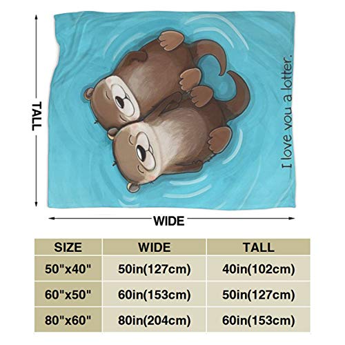 Cute Sea Otter Love Lotter Flannel Throw Blanket Comfy Cozy Sofa Blanket Comfortable Thermal Lap Blanket Soft Durable Couch Throw Blanket Fleece Blanket for Grandparent Men Women