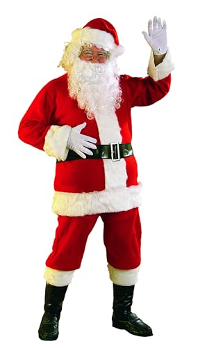 Rubie's Adult Bright Red Flannel Santa Suit With Gloves Adult Sized Costumes, Red/White, XX-Large US