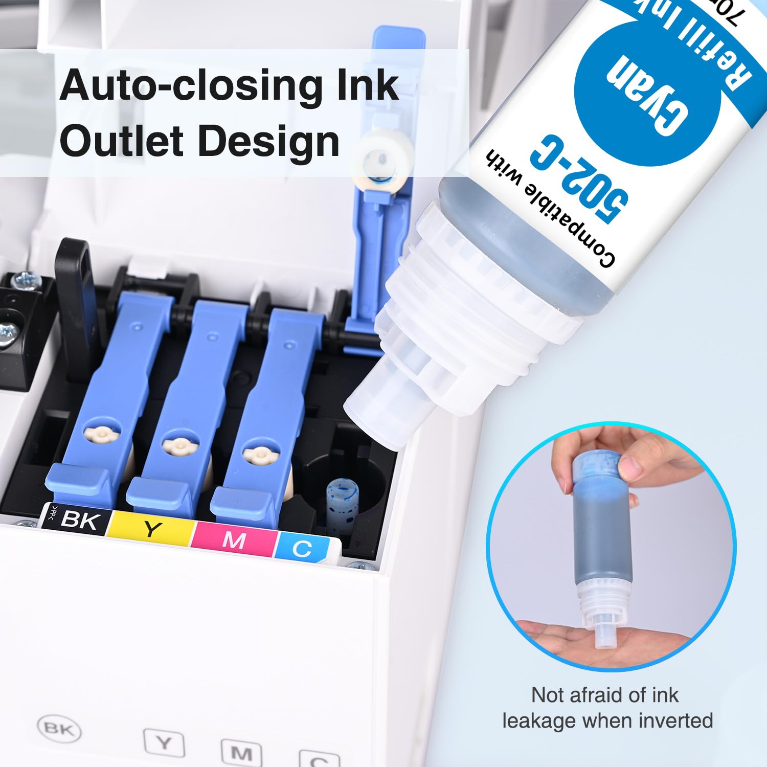 St@r ink Compatible Ink Bottle Replacement for Epson 502 522 Color for EcoTank ET-2760 ET-2720 ET-2800 ET-2750 ET-3760 ET-4760 ET-3750 ET-2850 ET-3850 ET-15000 ET-4750 ST-2000 printer(C/M/Y) 3 Bottles