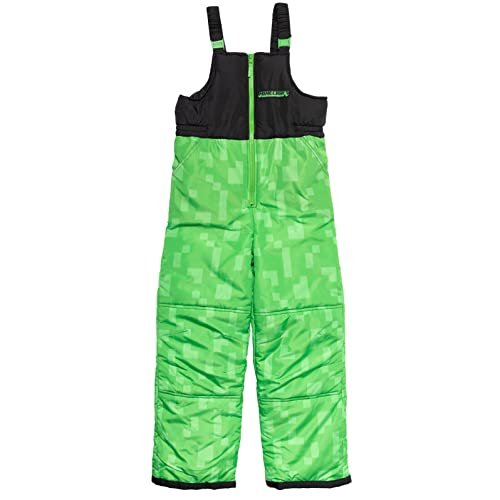 Minecraft Creeper Little Boys Zip Up Puffer Jacket and Snow Bib Ski Pants Green 7-8