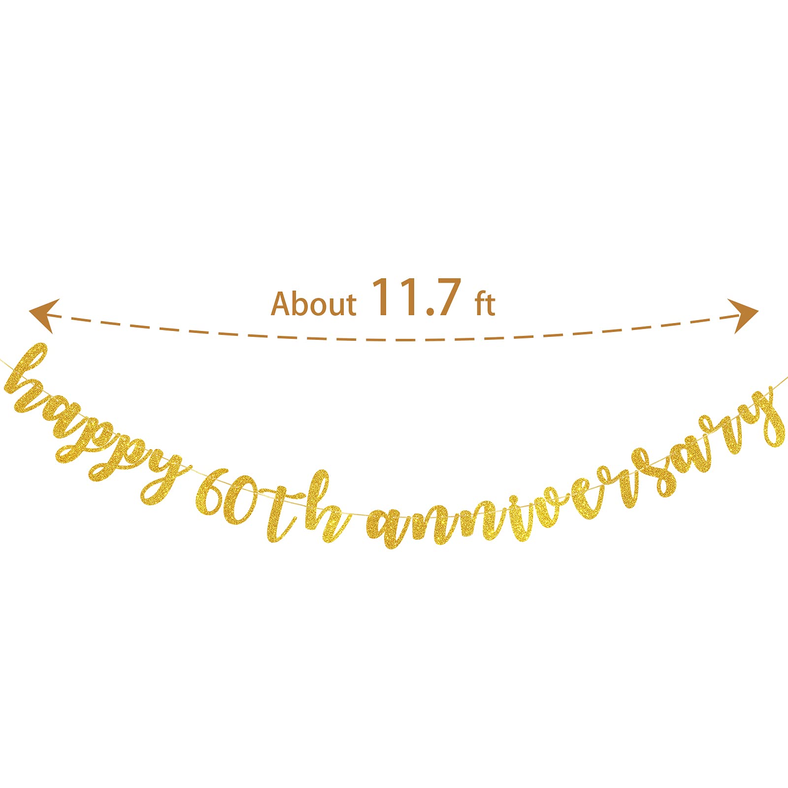 Dalaber Happy 60th Anniversary Banner, 60th Wedding / Anniversary Party Decorations, Happy Anniversary Theme Party Sign Anniversary Banner - Gold