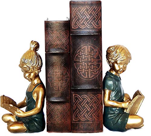 Bellaa 22951 Boy Girl Bookends Studious Reading Scholar Bookrack Book End 8 inch