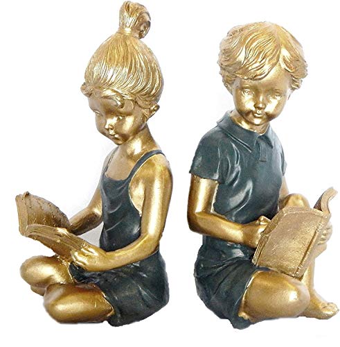 Bellaa 22951 Boy Girl Bookends Studious Reading Scholar Bookrack Book End 8 inch