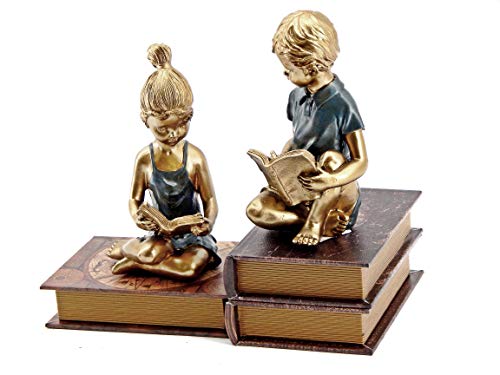 Bellaa 22951 Boy Girl Bookends Studious Reading Scholar Bookrack Book End 8 inch