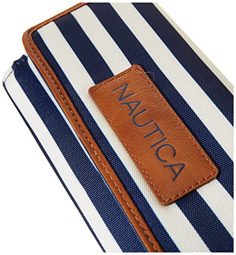 Nautica womens The Perfect Carry All Money Manager Wallet Oraganizer with RFID Blocking Wallet, Indigo/Bone/Sand, One Size US