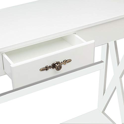 Bonnlo White Entryway Table with Drawer and Shelf, Slim Console Tables with Storage, Farmhouse Sofa Tables for Living Room, Hallways, Foyer, 39.4”W x 11.8”D x 31.7”H