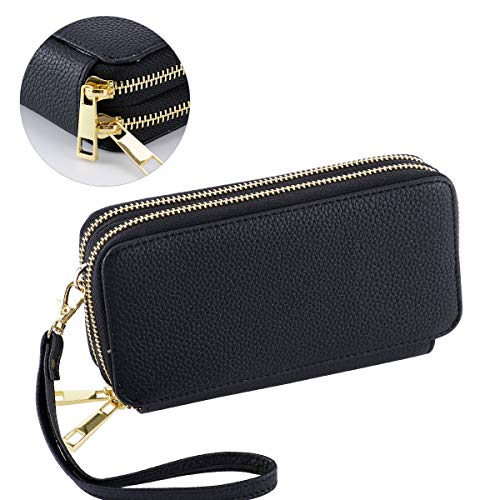 HAWEE Wristlet Clutch Wallet for Women Shoulder Bag with Chain Strap Cell Phone Purse, Black