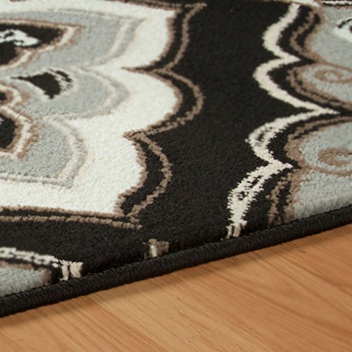 Superior Crawford Collection Area Rug, 8mm Pile Height with Jute Backing, Gorgeous Mediterranean Tile Pattern, Fashionable and Affordable Woven Rugs - 5' x 8' Rug, Black