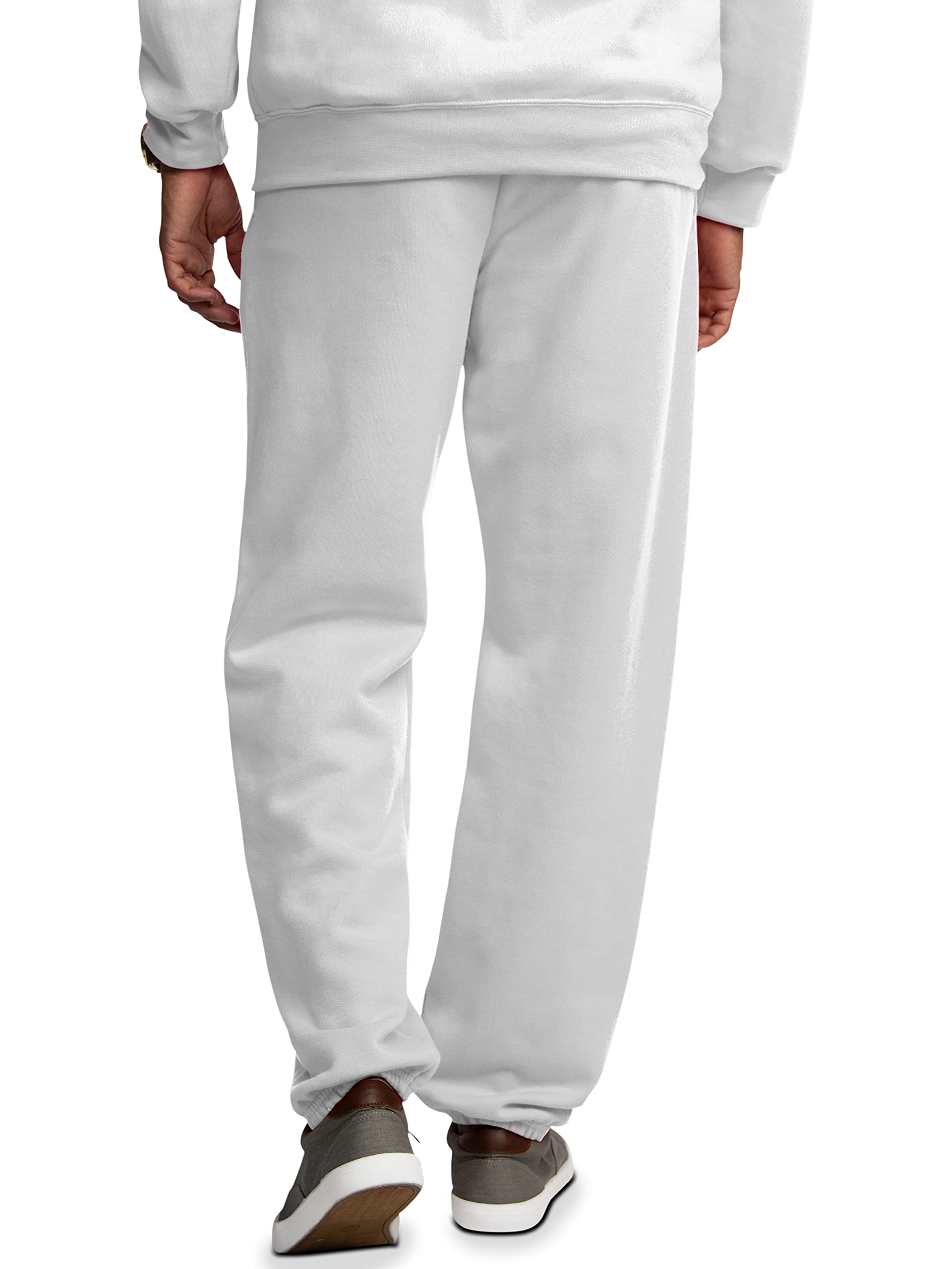 Fruit Of The Loom Mens Eversoft Fleece Elastic Bottom With Pockets, Relaxed Fit, Moisture Wicking, Breathable Sweatpants, White, Large US