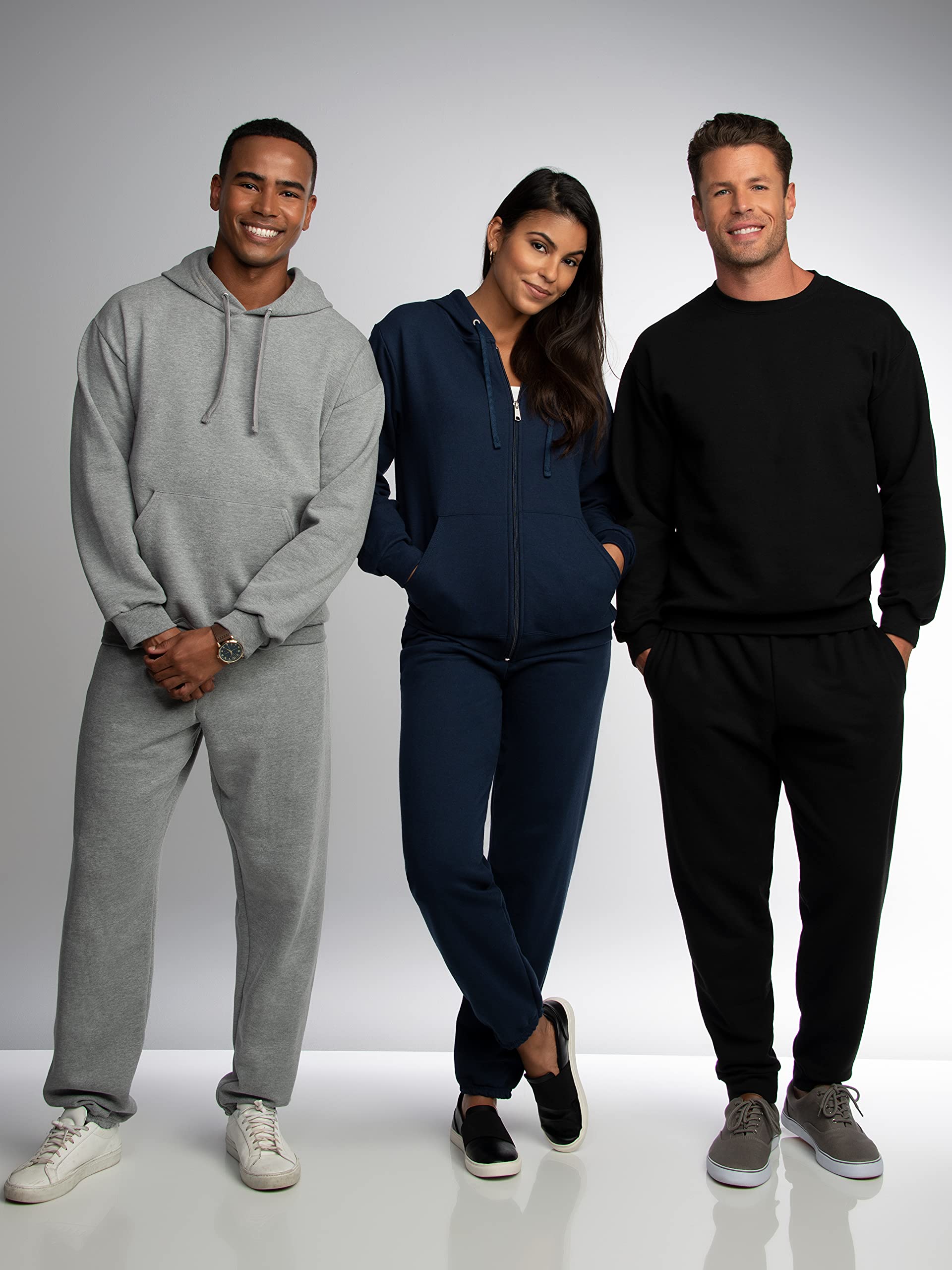 Fruit Of The Loom Mens Eversoft Fleece Elastic Bottom With Pockets, Relaxed Fit, Moisture Wicking, Breathable Sweatpants, White, Large US
