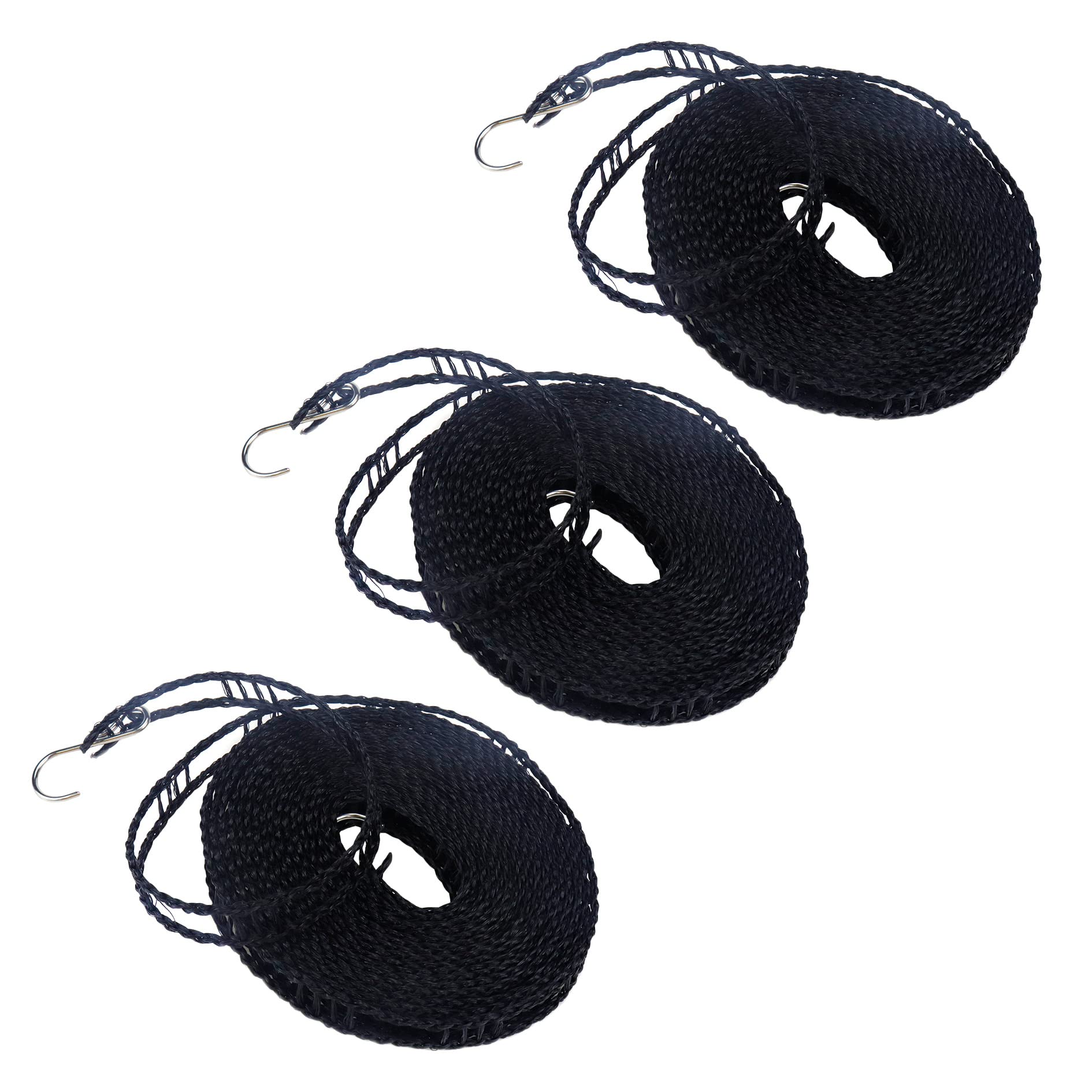 Tighall 3 Pack Nylon Windproof Clothesline 1.64ft Length Adjustable Clothesline Camping Clothesline Clothes Drying Rope Portable Laundry Line Hanger Rope for Indoor Outdoor Camping Home Hotel| Black