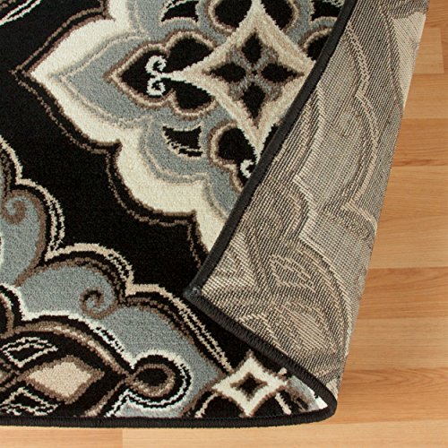 Superior Crawford Collection Area Rug, 8mm Pile Height with Jute Backing, Gorgeous Mediterranean Tile Pattern, Fashionable and Affordable Woven Rugs - 5' x 8' Rug, Black