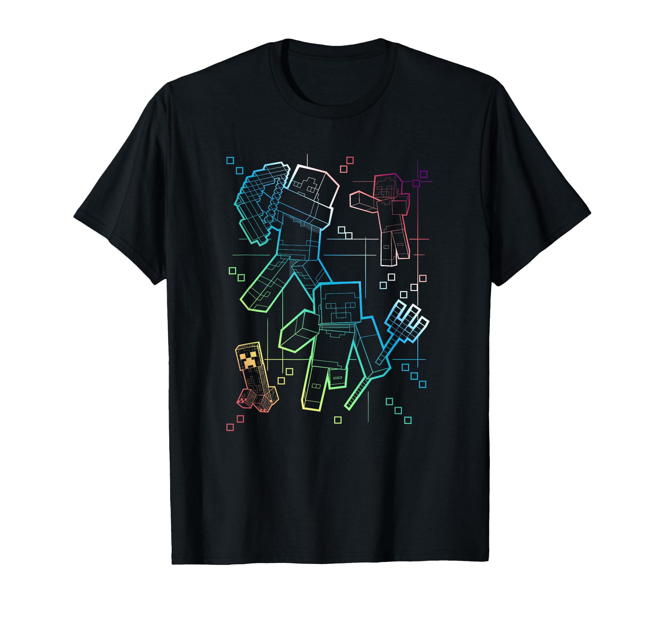 Minecraft Group Shot Rainbow Collage T-Shirt