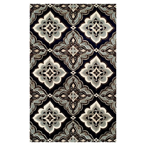 Superior Crawford Collection Area Rug, 8mm Pile Height with Jute Backing, Gorgeous Mediterranean Tile Pattern, Fashionable and Affordable Woven Rugs - 5' x 8' Rug, Black