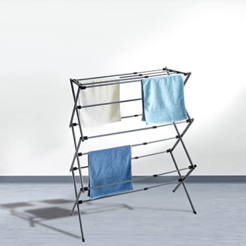 RYGOAL Clothes Drying Rack, 3-Tier Laundry Drying Rack Collapsible, Extendable 42.7" x 35.5" x 14.6" Large Drying Rack, Space Saving Stainless Steel Drying Rack Clothing for Indoor Outdoor Use