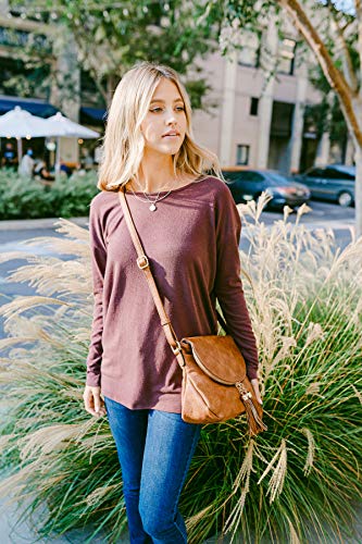 Tassel Accent Crossbody Bag with Flap Top (Tan)