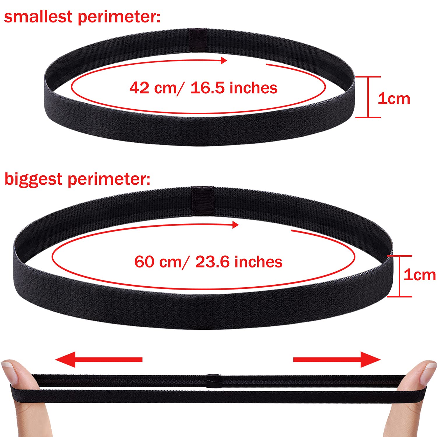 Duufin 20 Pieces Elastic Sport Headbands Non-Slip Workout Headband Black Sweat Headband Thin Elastic Headband for Women, Men and Girls
