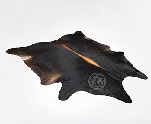 Genuine Black Dark Brown Backbone Cowhide Rug Size 6 x 7 - 8 ft. 180 x 240 cm