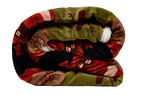 Carstens, Inc Patchwork Lodge Soft Sherpa Plush Throw Blanket, 54" x 68", Multicolor