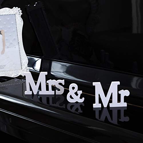 IronBuddy Mr Mrs Sign Letters 3D White Wooden Letters Decoration Wooden Mr and Mrs Letters for Party Wedding Table Decoration Photo Props (White)