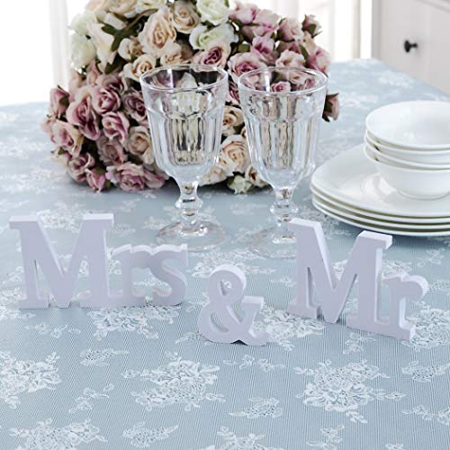 IronBuddy Mr Mrs Sign Letters 3D White Wooden Letters Decoration Wooden Mr and Mrs Letters for Party Wedding Table Decoration Photo Props (White)
