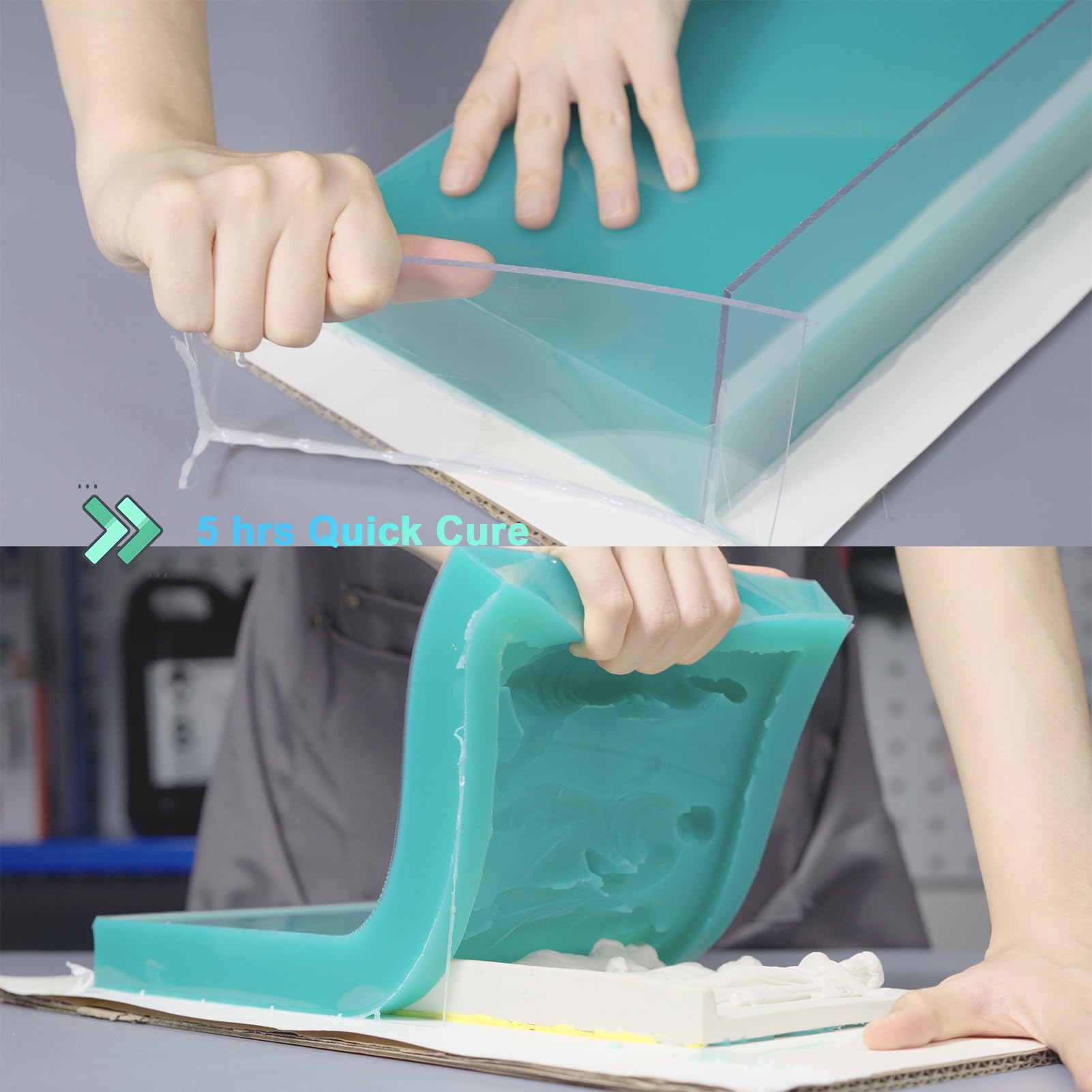 BBDINO Super Elastic Silicone Mold Making Kit, Mold Making Silicone Rubber 70.56 oz, Liquid Silicone Rubber, Ideal for Casting 3D Resins Molds| Silicone Molds| Food Molds 1:1 by Volume, Jade Green