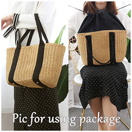 XFASY Straw Tote Bag Handbag Large Capacity Woven Top Handle Bag Summer Stylish Straw Basket Bag for Women