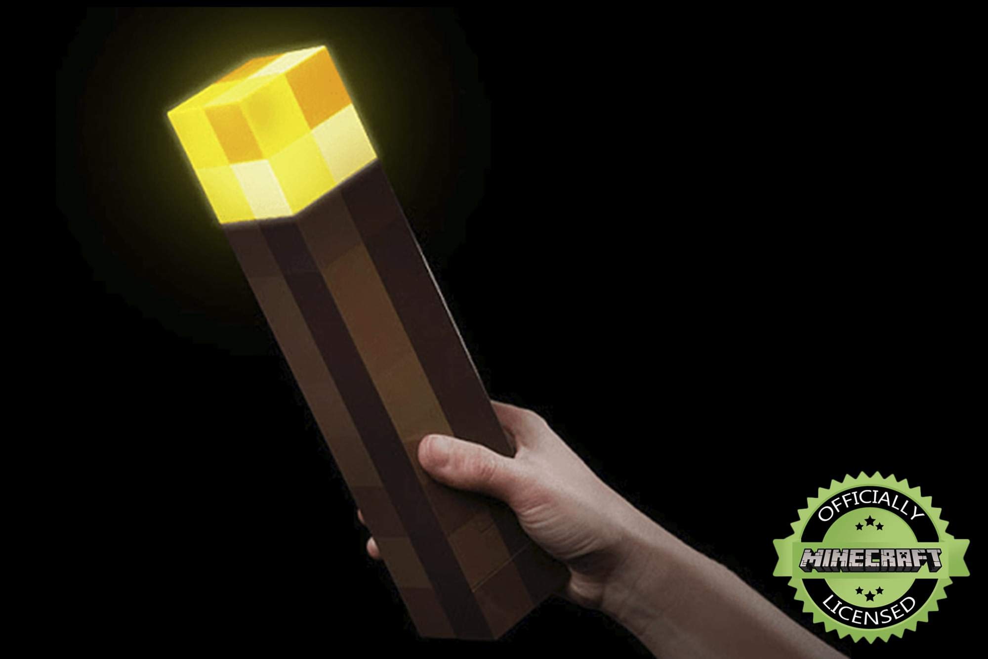 Minecraft Brownstone Torch Lamp | 11.5 Inch LED Night Light | USB Charging Port (USB cable not included)