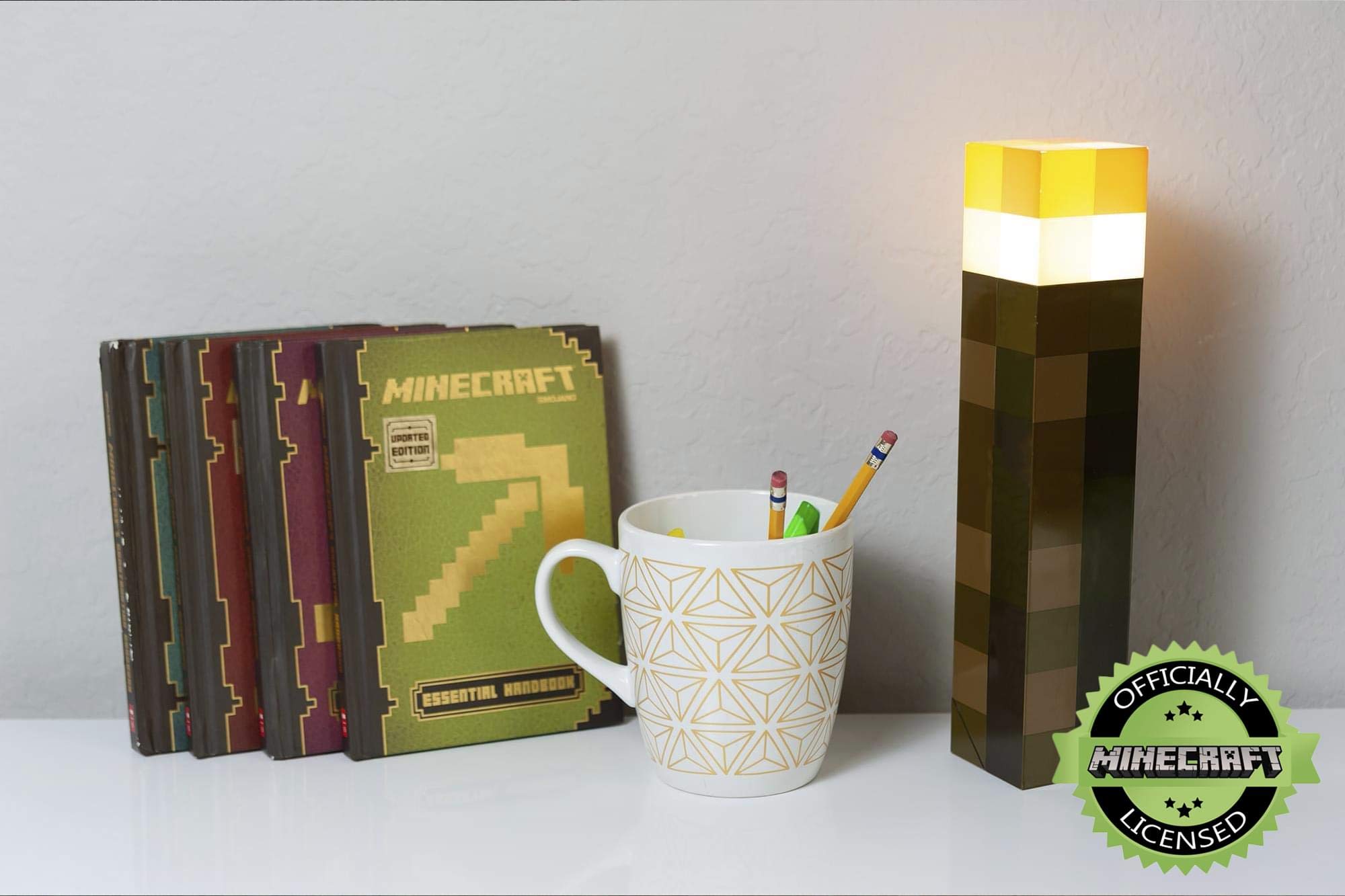 Minecraft Brownstone Torch Lamp | 11.5 Inch LED Night Light | USB Charging Port (USB cable not included)