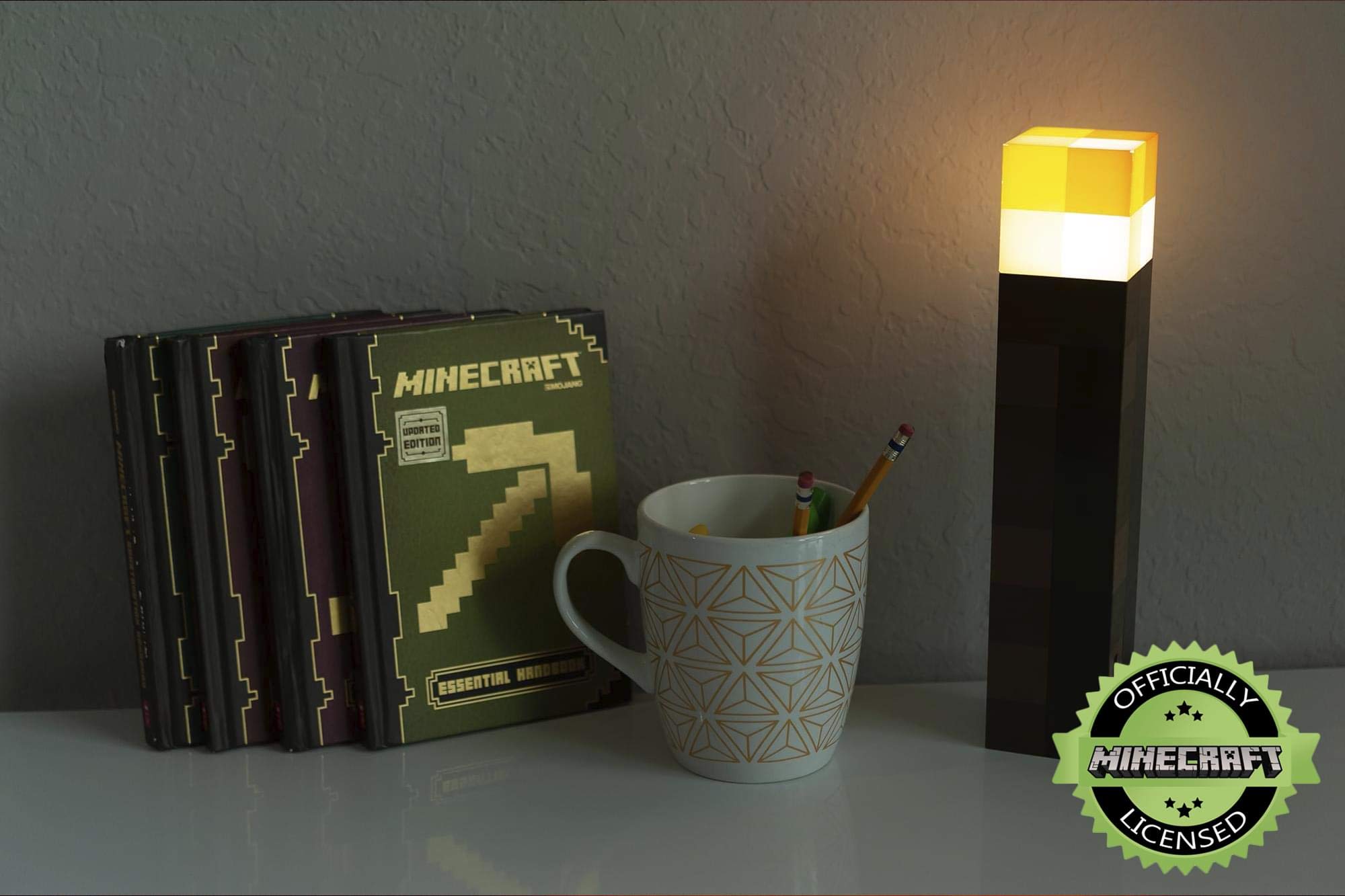 Minecraft Brownstone Torch Lamp | 11.5 Inch LED Night Light | USB Charging Port (USB cable not included)
