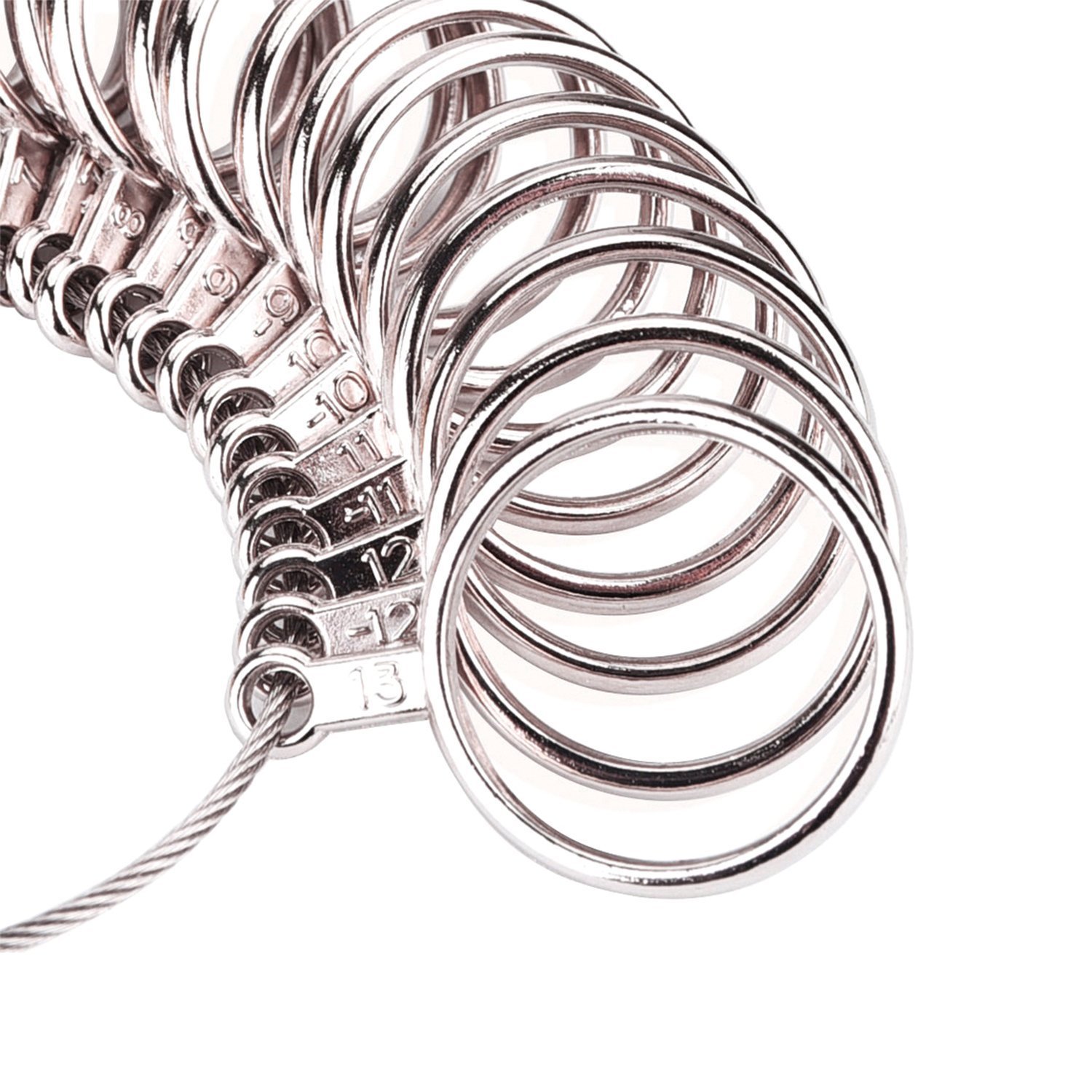 MUDDER Stainless Steel Finger Sizer Measuring Ring Tool, Size 1-13 with Half Size, 27 Pcs