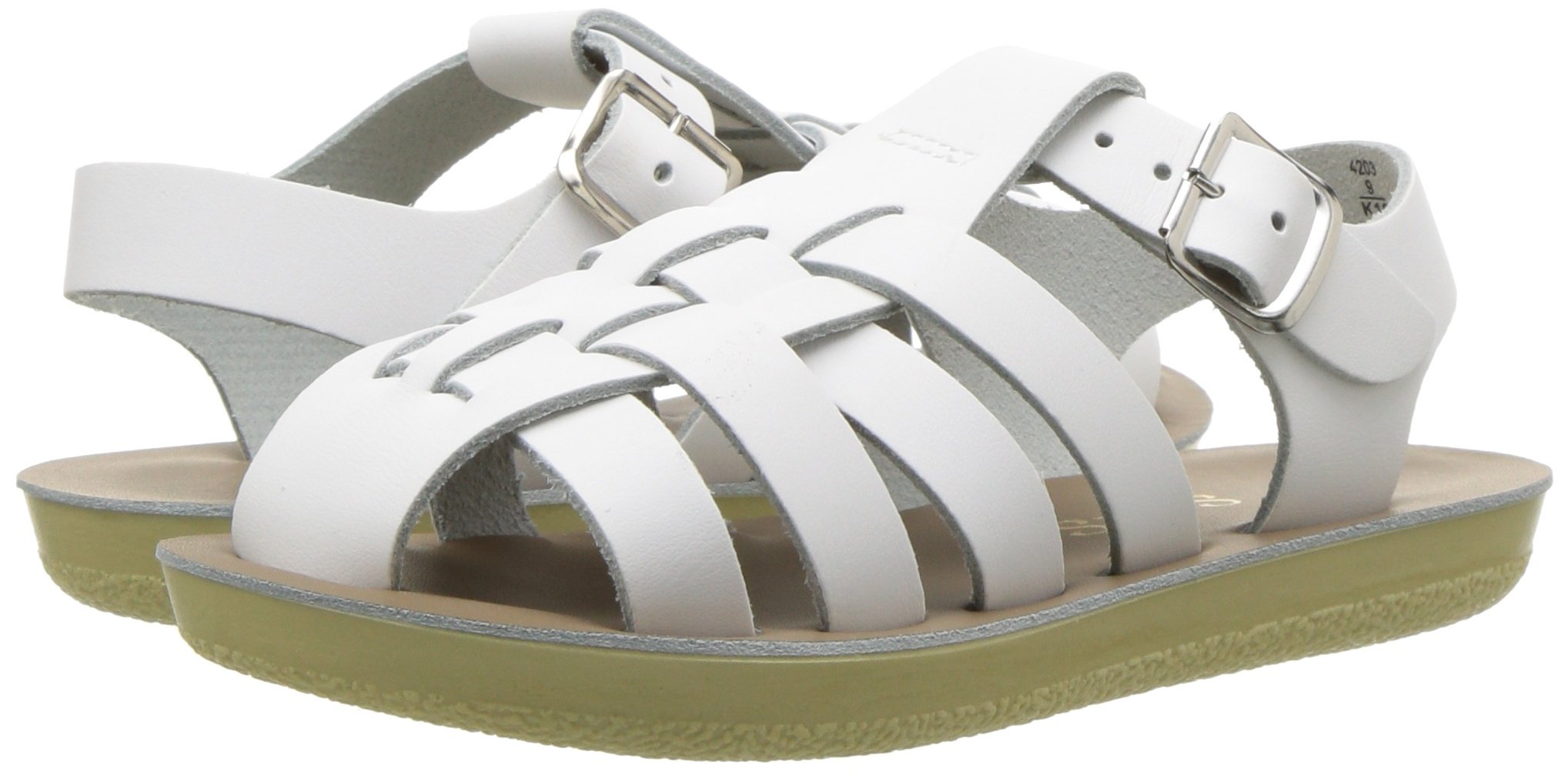 Salt Water Sandals by Hoy Shoe Baby-Girl's Sun-San Sailor Flat Sandal, White, 3 M US Infant