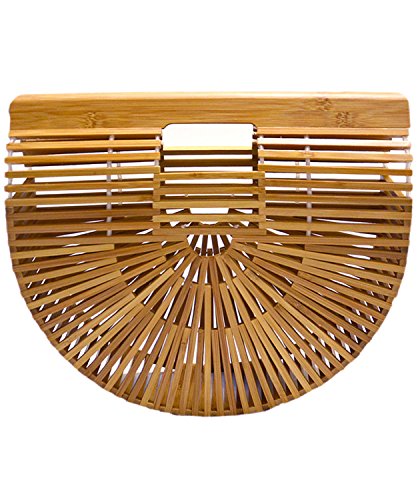 Miuco Womens Bamboo Handbag Handmade Large Tote Bag Size Small
