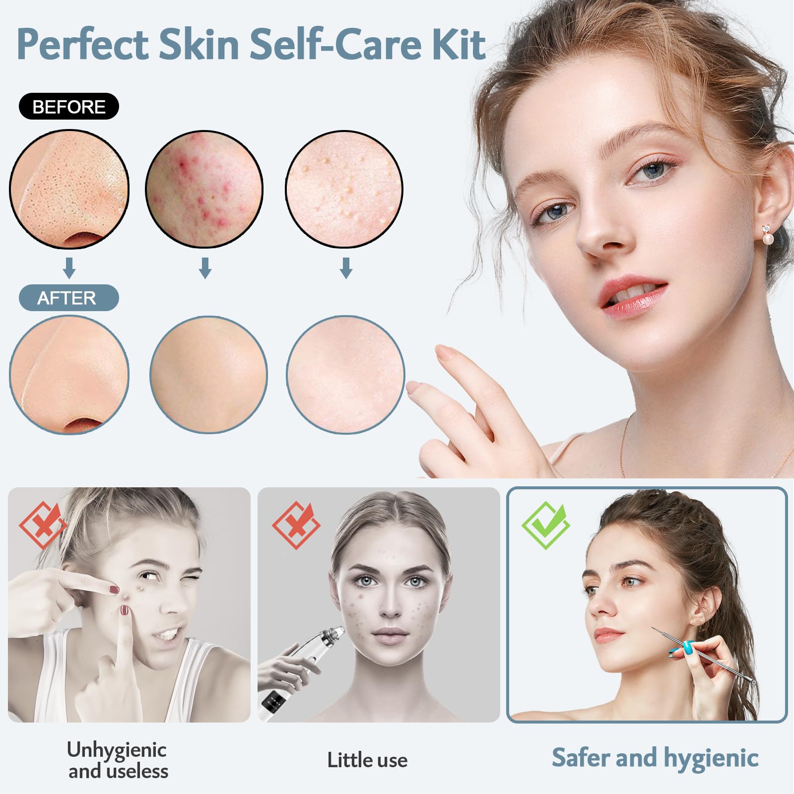 Pimple Popper Tool Kit,MENOLY 10Pcs Blackhead Remover Tools,Pimple Extractor,Acne Tools,Acne Kit for Blackhead,Blemish,Zit Removing,Whitehead Popping and Comedone Extractor Tool with Leather Bag